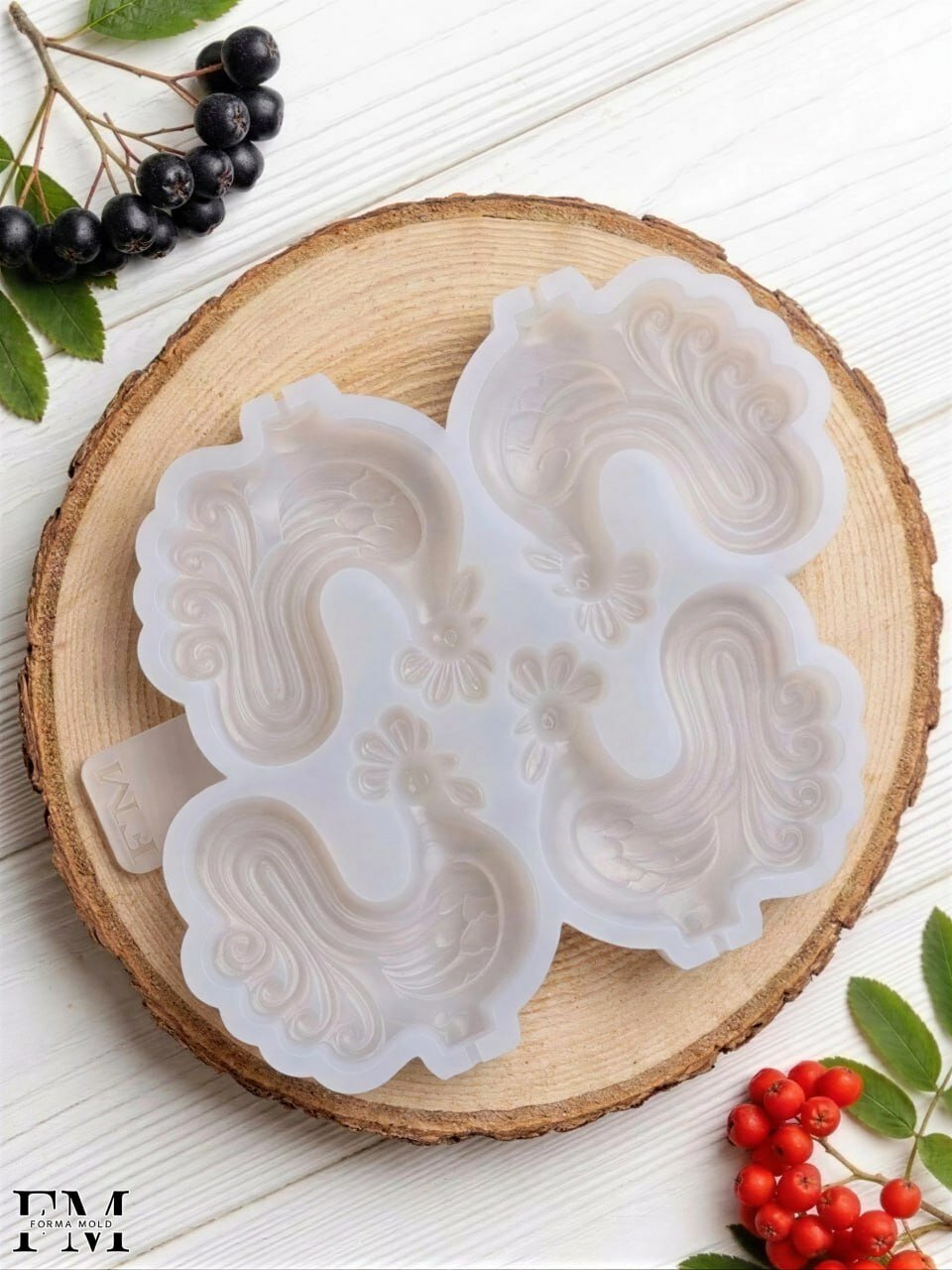 Forma mold Форма для конфет "Петушки зеркальные", 4 яч, 1 шт