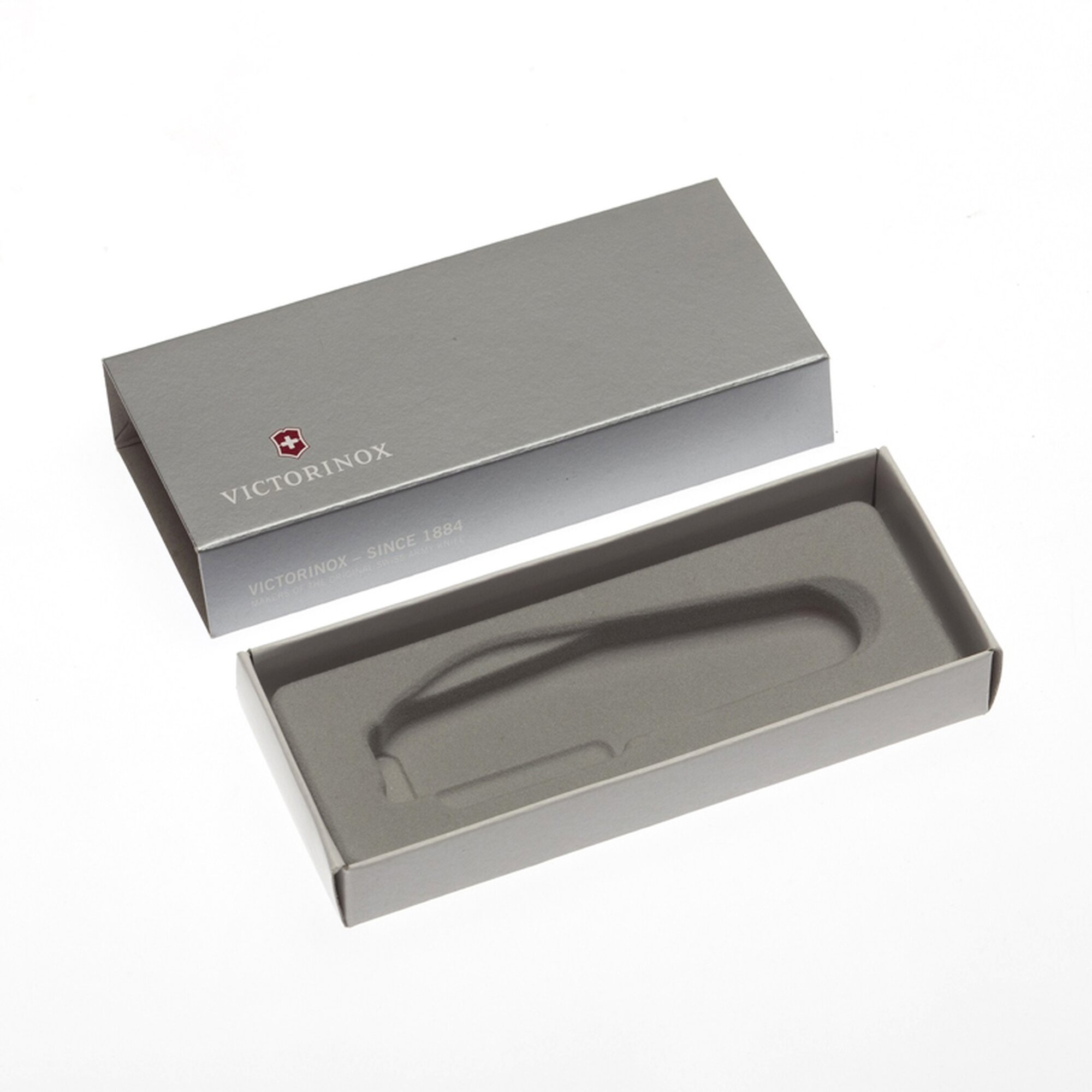 Коробка для ножей VICTORINOX 91 мм толщиной до 2 уровней, картонная, серебристая, 4.0136.07