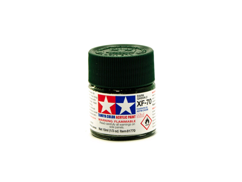XF-70 Dark Green 2 flat, acrylic paint mini 10 ml. (Тёмный зелёный 2 матовый) Tamiya 81770