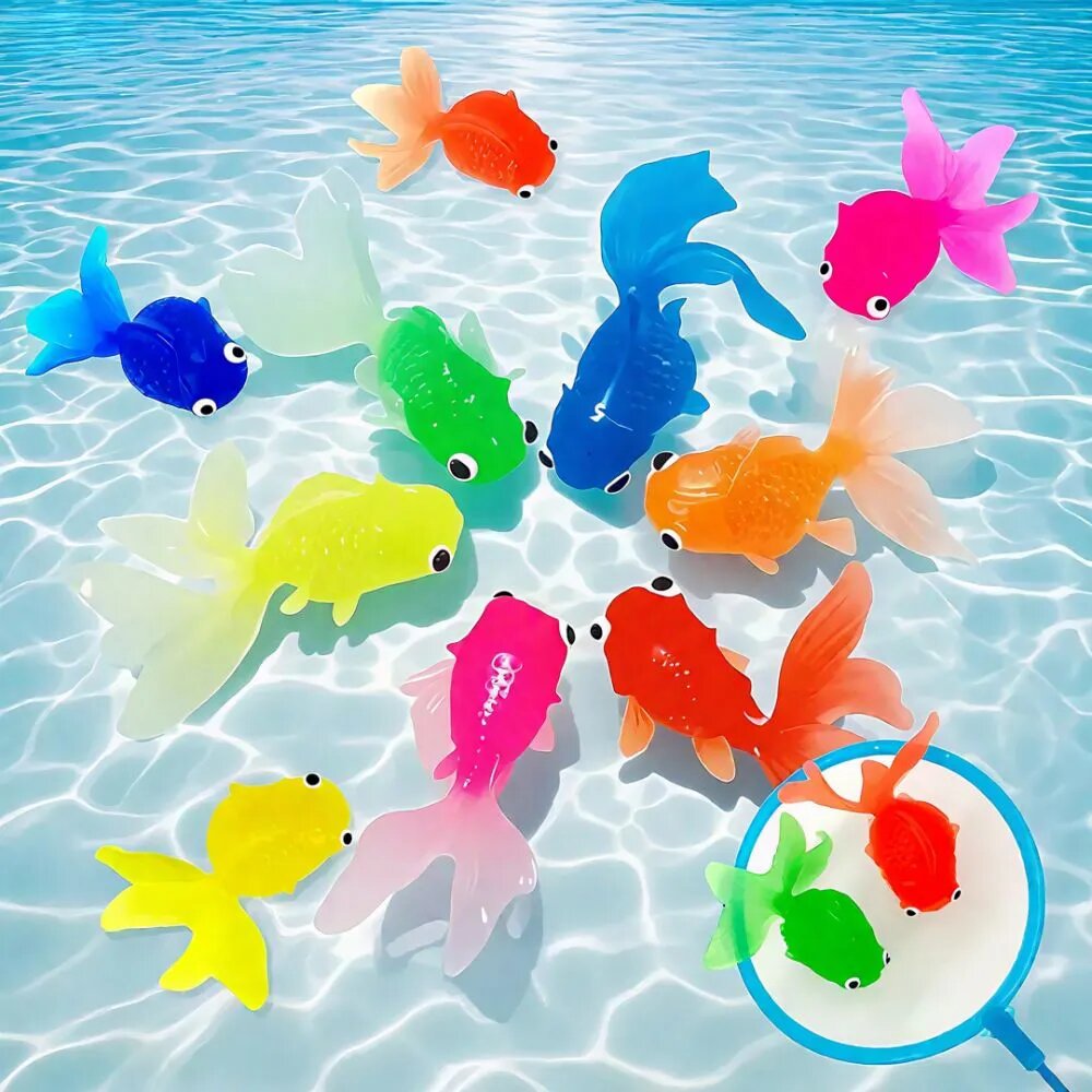 Игрушка для ванной, дети рыба рыбалка игрушка набор, 6 рыб + 1 рыболовная сеть
