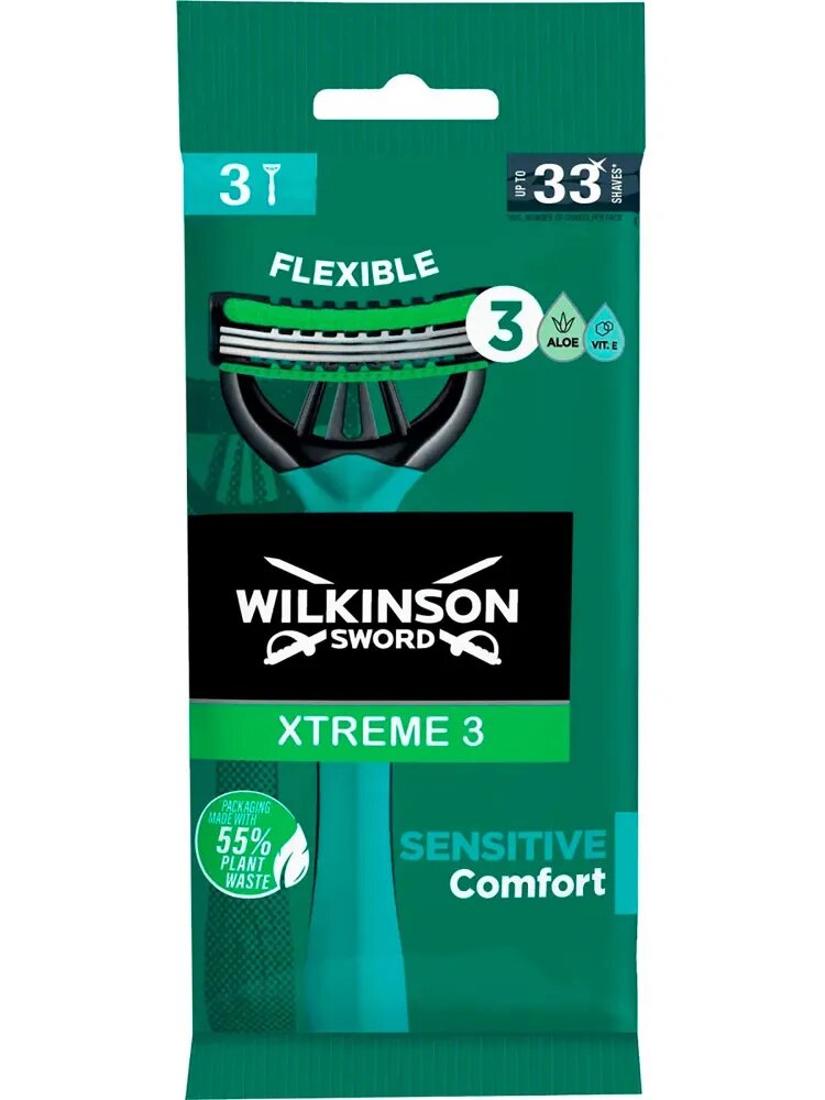 Wilkinson Sword Schick Xtreme 3 Black Edition Одноразовые бритвы (10 станков), 3 лезвия