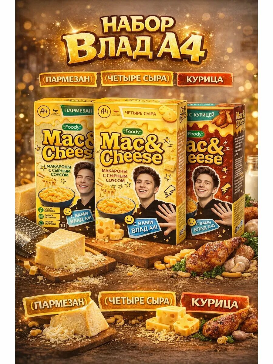 Набор 3 вкуса макарон Влад А4 Mac&Cheese по 143 гр