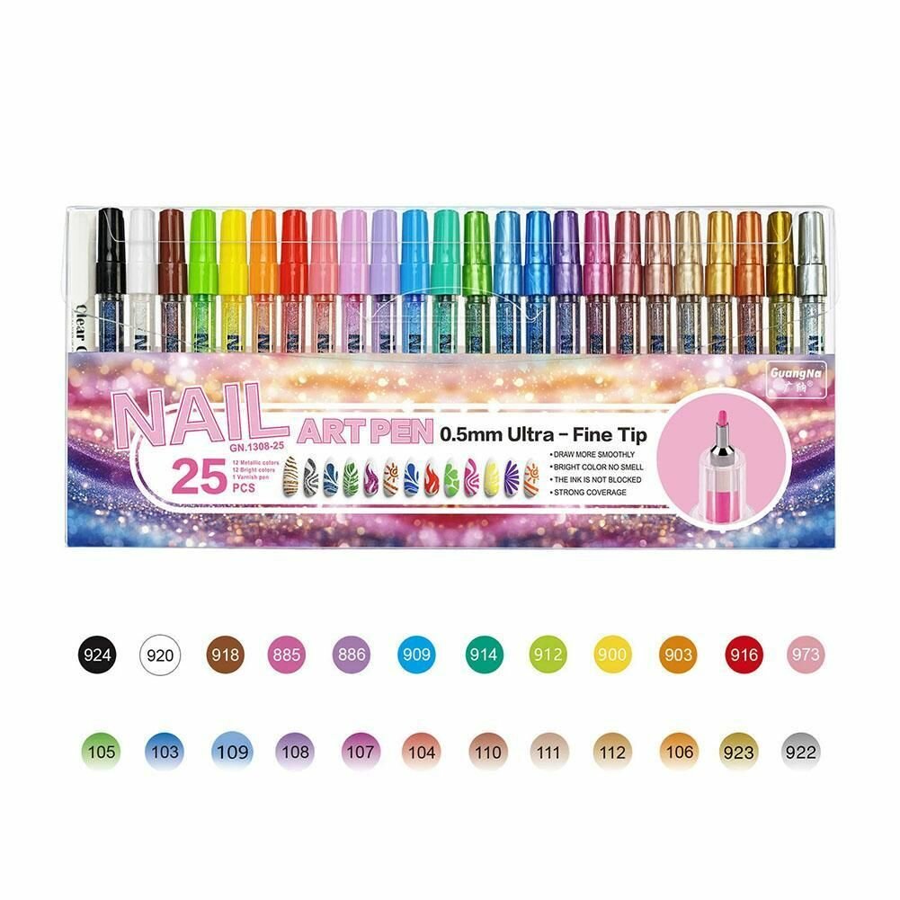 Акриловые маркеры для дизайна ногтей, набор 13 или 25 цветов, для росписи и граффити
