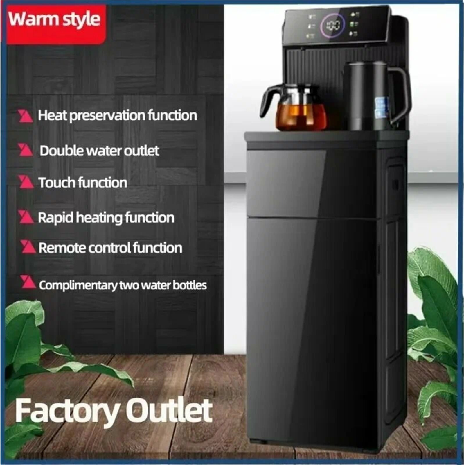 Кулер для воды "MY-C919", компрессорный, с шкафчиком для посуды, серый