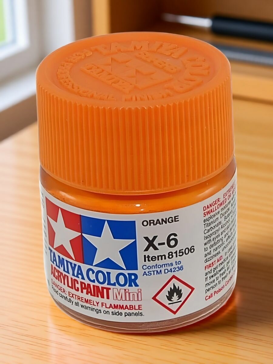 X-6 Orange (Оранжевая Глянцевая) акриловая краска, 10 мл.