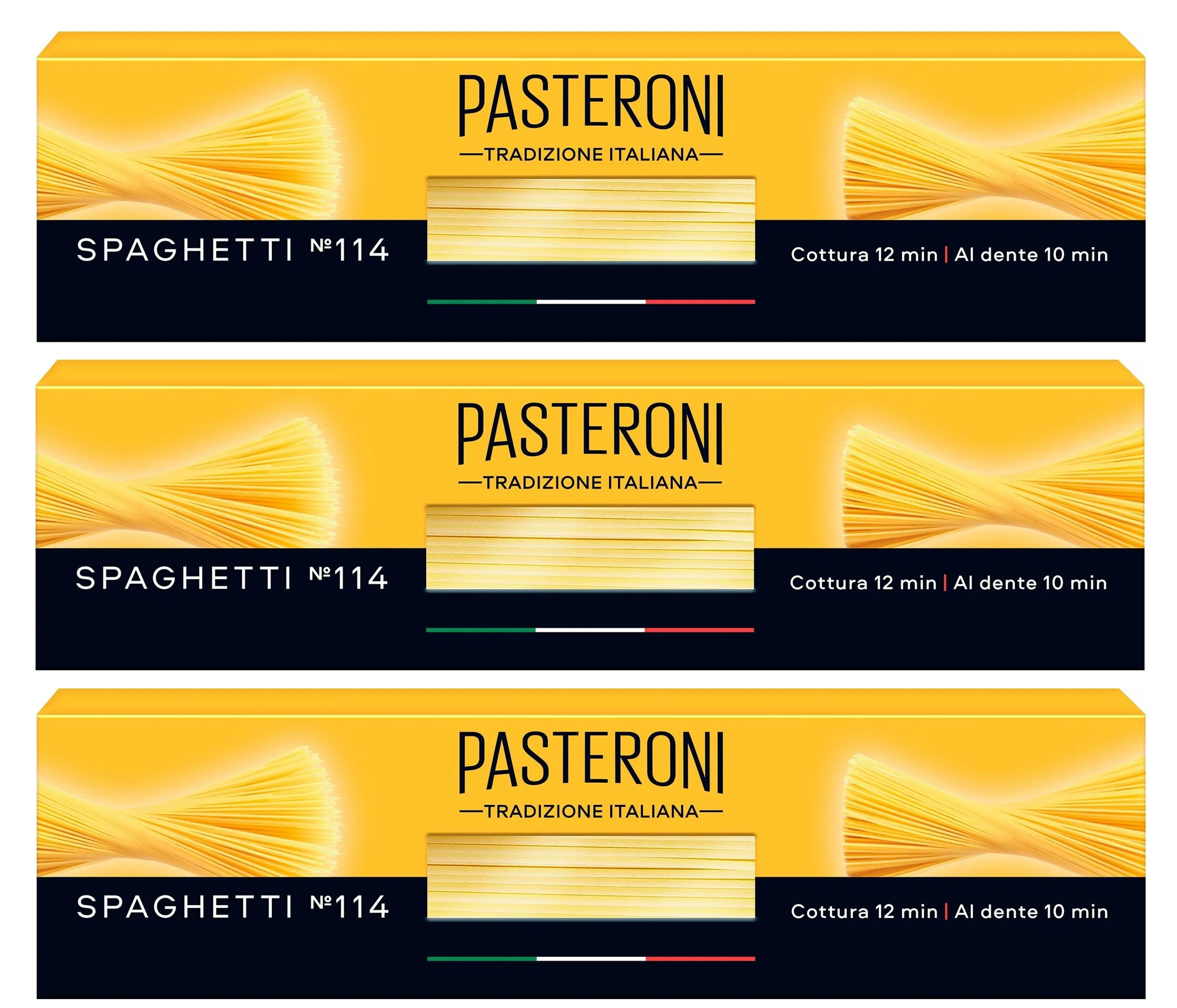 Макароны PASTERONI Spaghetti №114, группа А, Италия, 450 г, 3 упаковки
