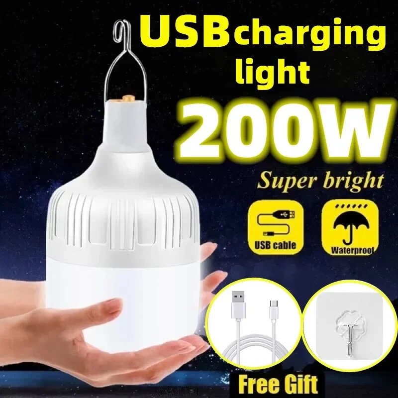 USB-перезаряжаемый LED фонарь для кемпинга 300W 3600MA battery, 1pc