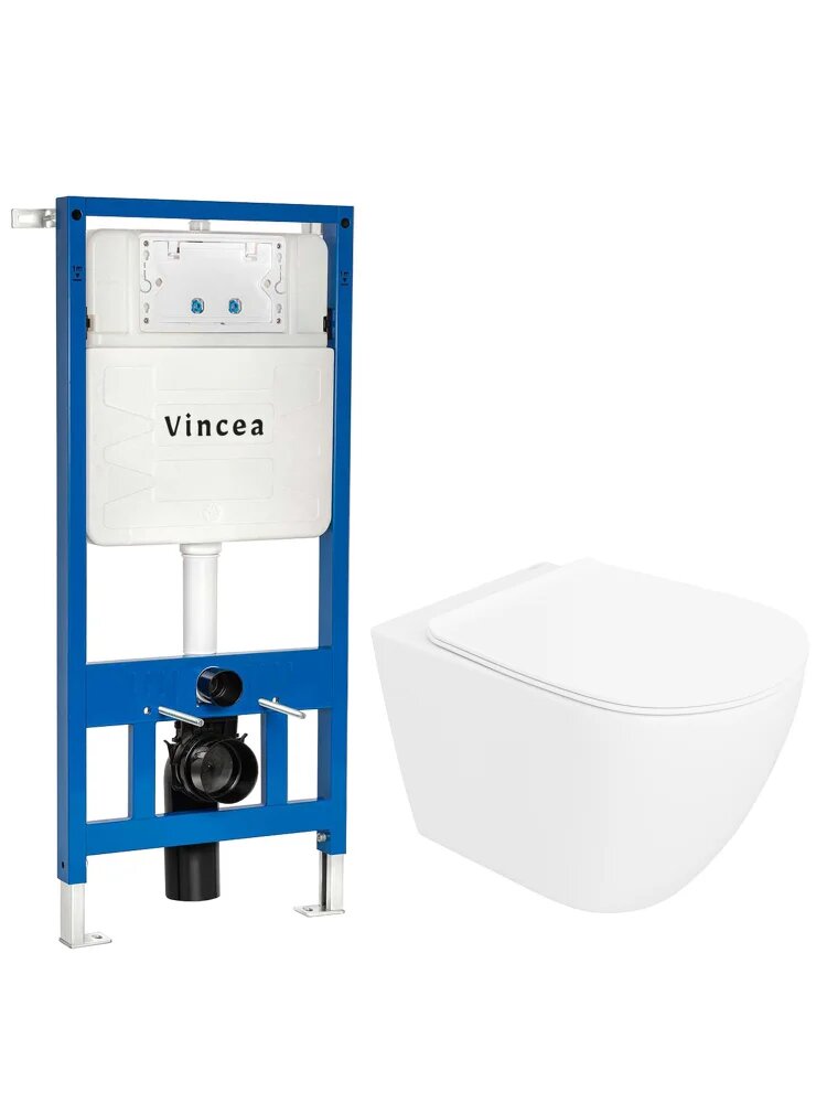Комплект 3 в 1: Инсталляция Vincea VIS-601 / Унитаз подвесной STWORKI Готланд S13401WH безободковый, с микролифтом / Комплект креплений