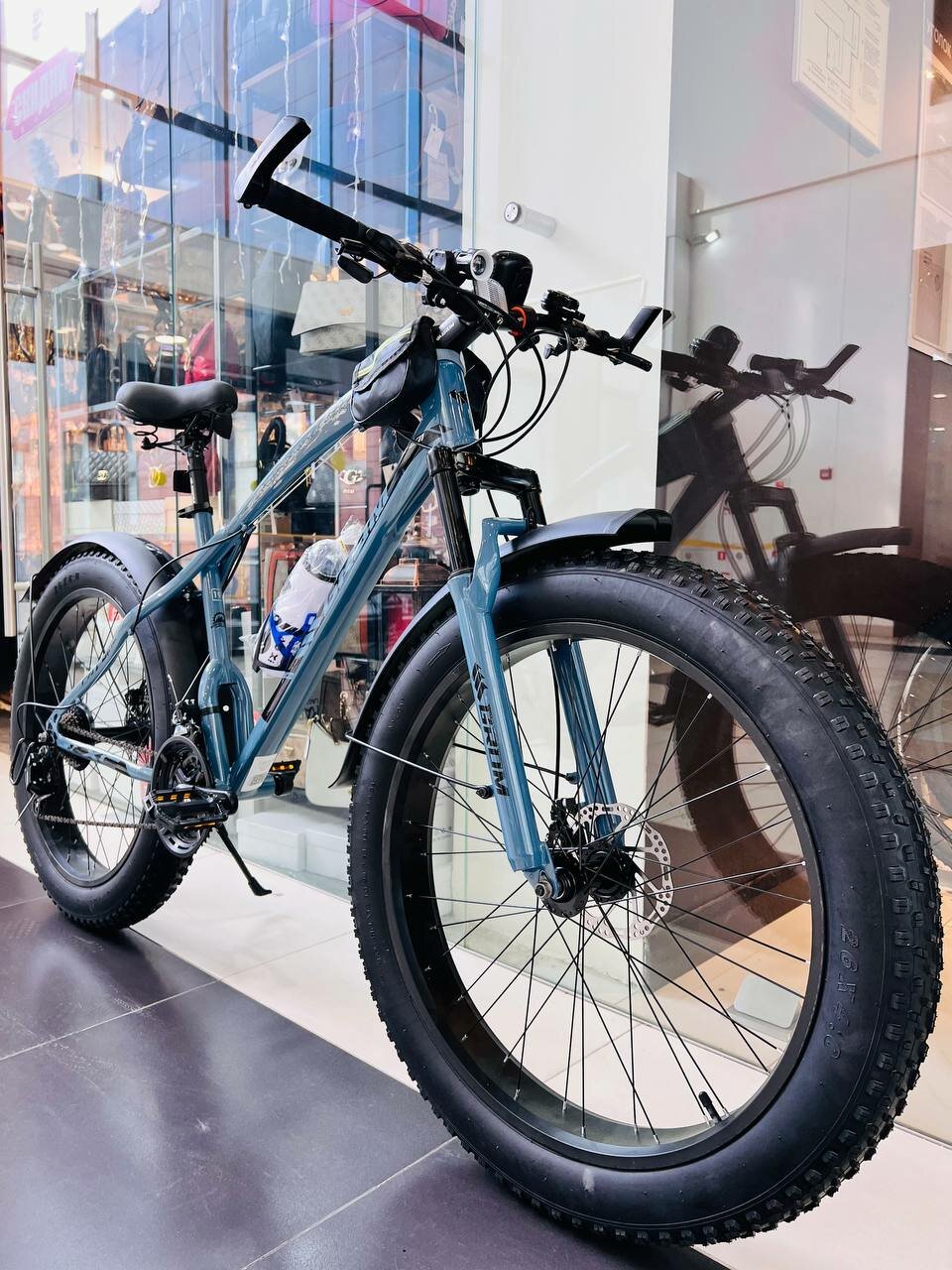 Fatbike Горный велосипед Фэтбайк GROM, 26*4.0 дюймов / взрослый, мужской и женский для прогулки / скоростной, спортивный велик для подростков синий