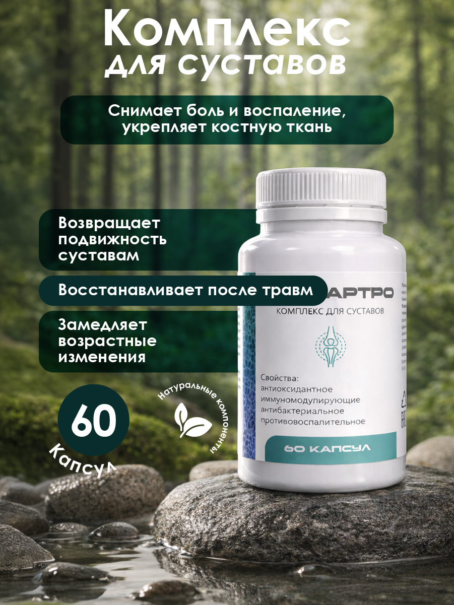 Сила Артро, капсулы для суставов и позвоночника: укрепление, защита и восстановление, банка 60 шт