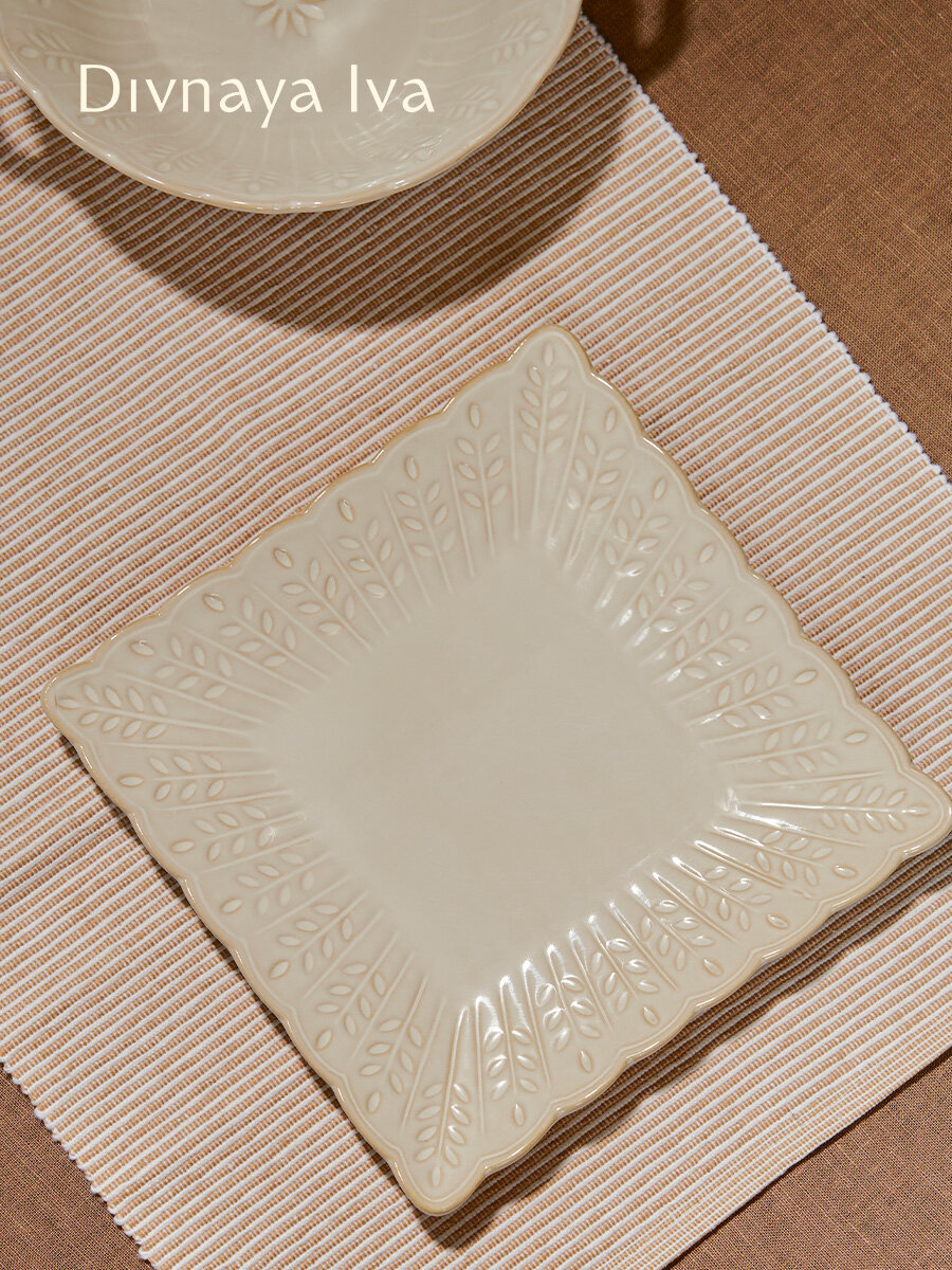 Квадратная десертная тарелка с узором Колосья , Divnaya Iva ( Дивная Ива)