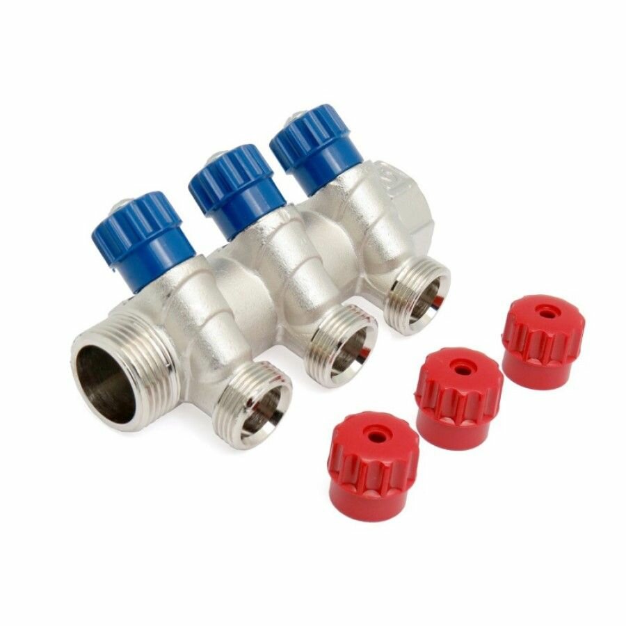 Коллектор Valfex с регул. вентилями, 1"х 3 вых. 1/2" нар. (VF.560. N.0603)