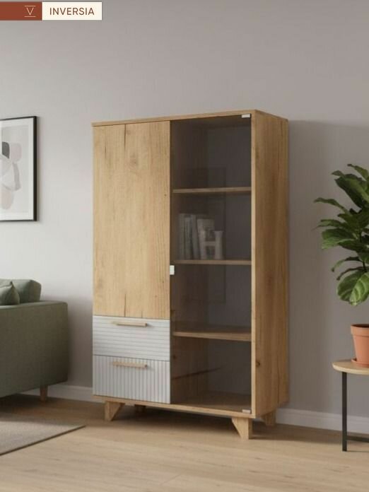 "Гард" Шкаф-Витрина Дуб вотан/Белый