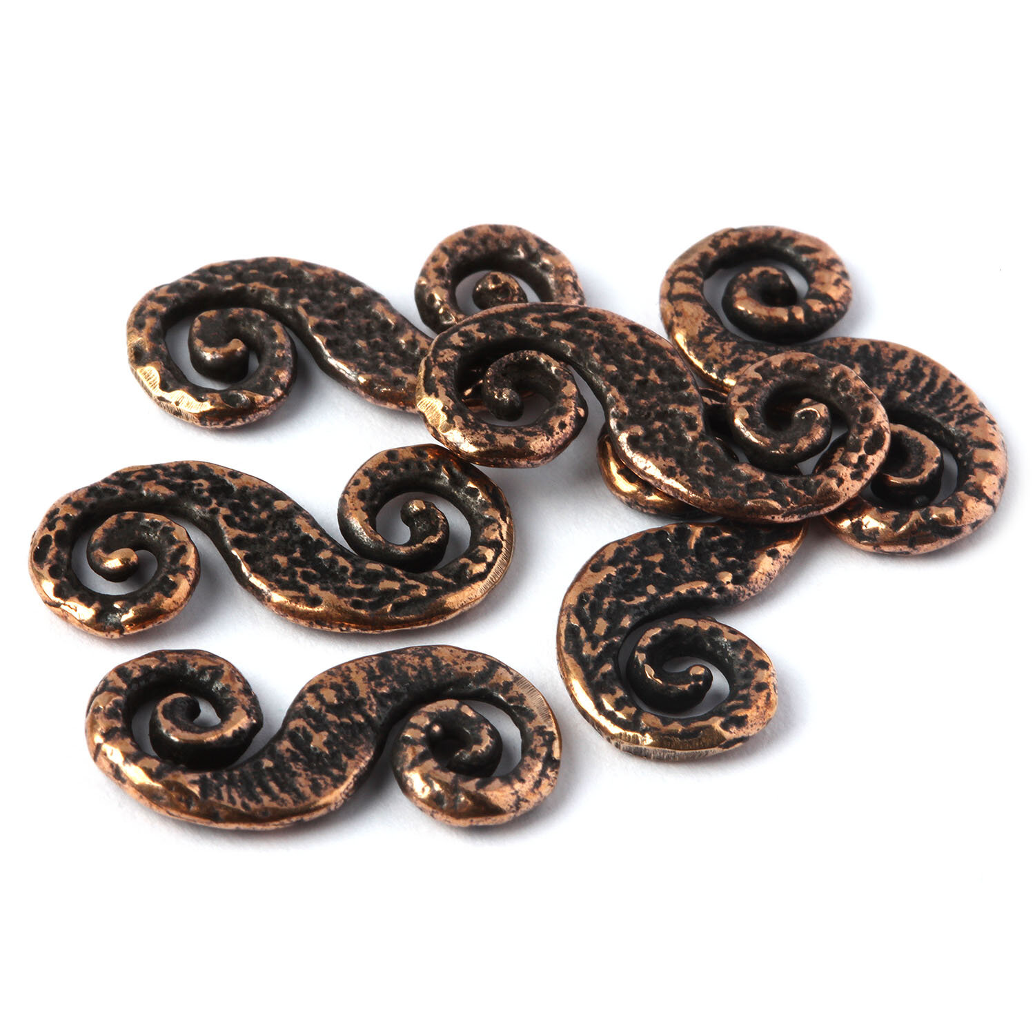 Коннектор, 18х9х2мм, Anna Bronze, Завиток, базовый материал - латунь, цвет античная бронза (медный с чернением), 1 шт.