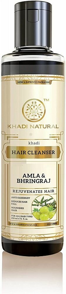 Шампунь Амла и Бринградж, Омолаживающий волосы, Кхади / Hair Cleanser Amla & Bhringraj, Rejuvenates Hair, Khadi Natural, 210 мл.