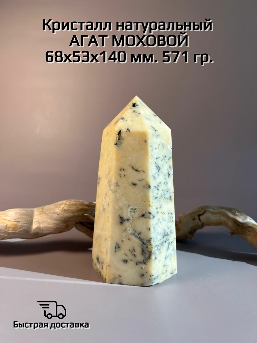 Кристалл коллекционный, камень Агат моховой с жеодой