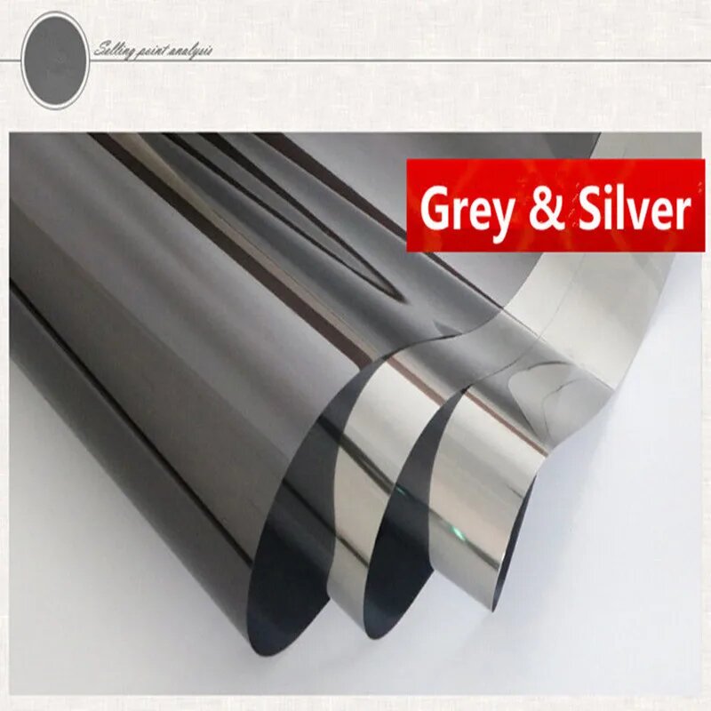 Зеркальная теплозащитная пленка для окон, 50x300 см, grey silver