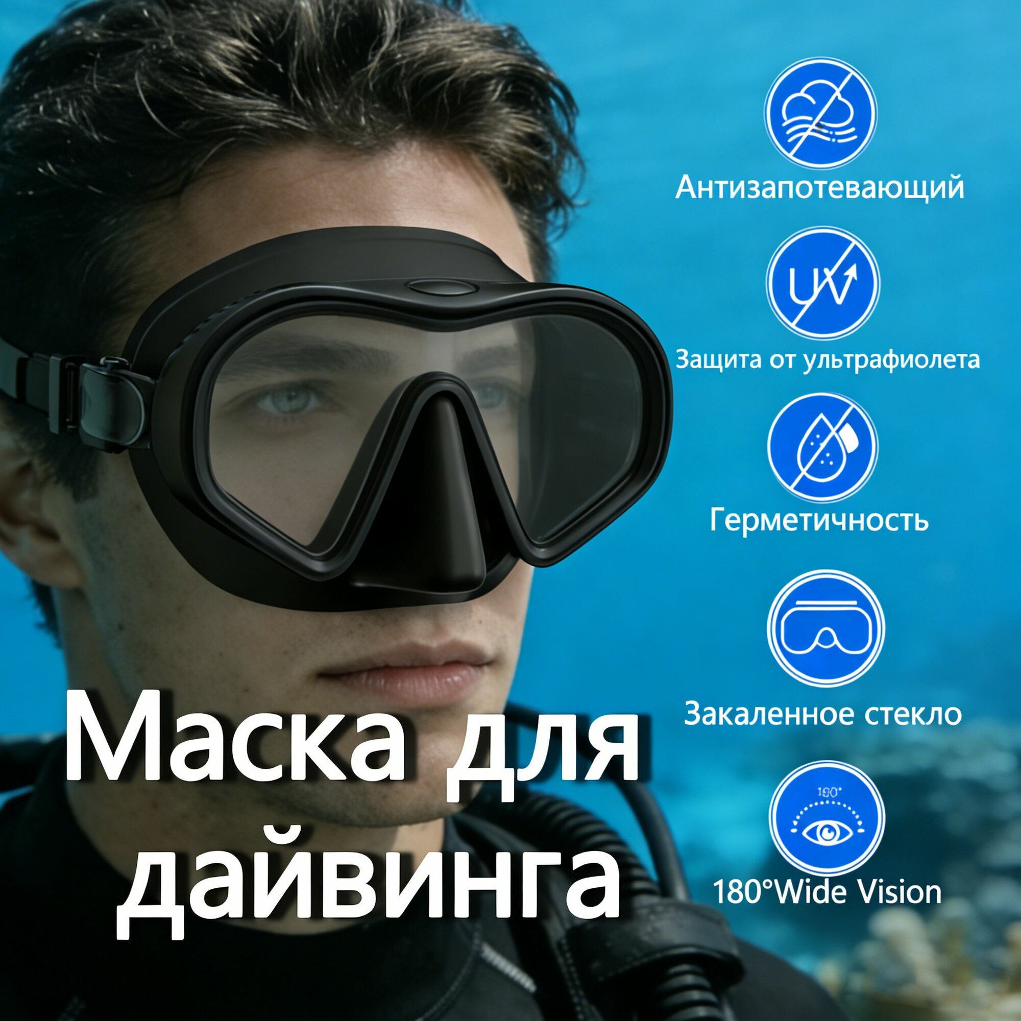 Очки для плавания, маска для дайвинга, силиконовый защитный тип, высокая четкость, защита от запотевания, регулируемый размер, универсальный дизайн