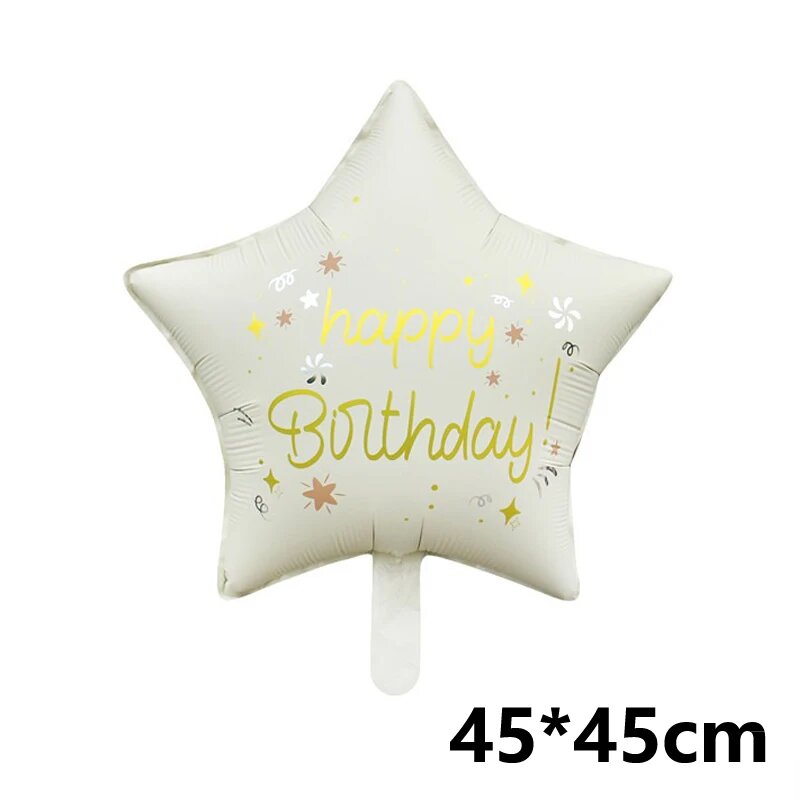 Белый шарик-звезда "Happy Birthday" 45*45 см