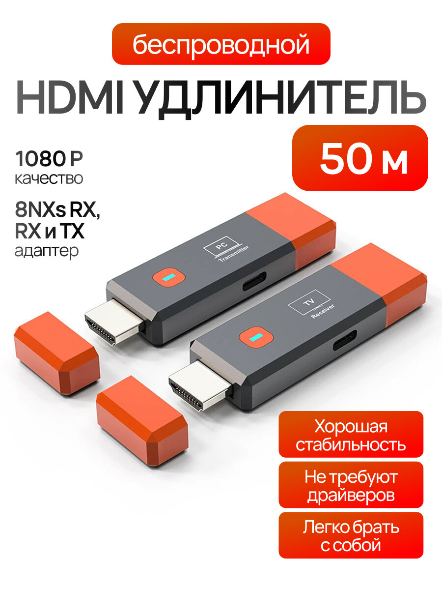 Беспроводной HDMI удлинитель 1080P 50м адаптер 8TXs 1RX, RX and TX