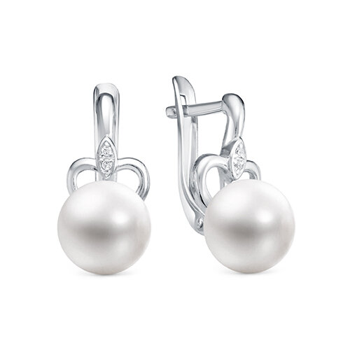 Серьги Яхонт, серебро, 925 проба, фианит, жемчуг