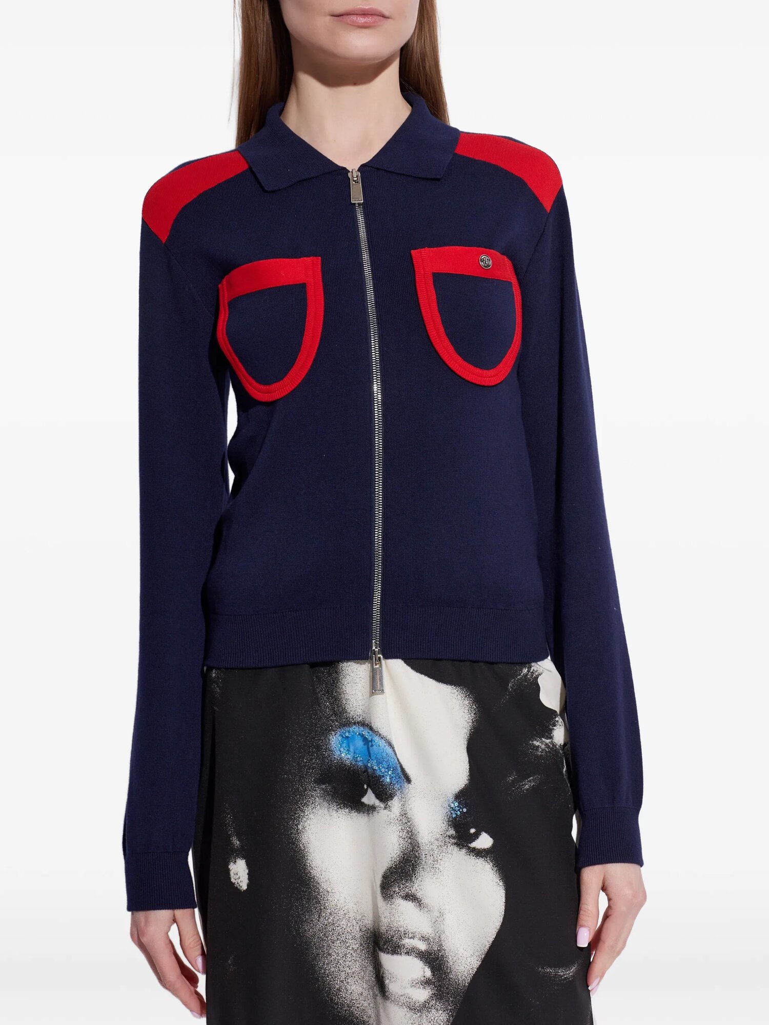 Кардиган Versace Zip collared cardigan, размер 38, blue — фото 1