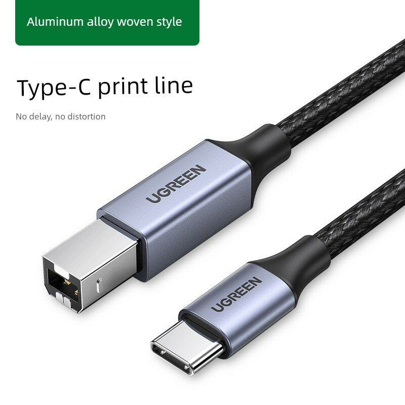 Кабель 2м Type-C для принтеров HP Canon Epson Samsung Lenovo с оплеткой из нейлона высокоскоростной надежный