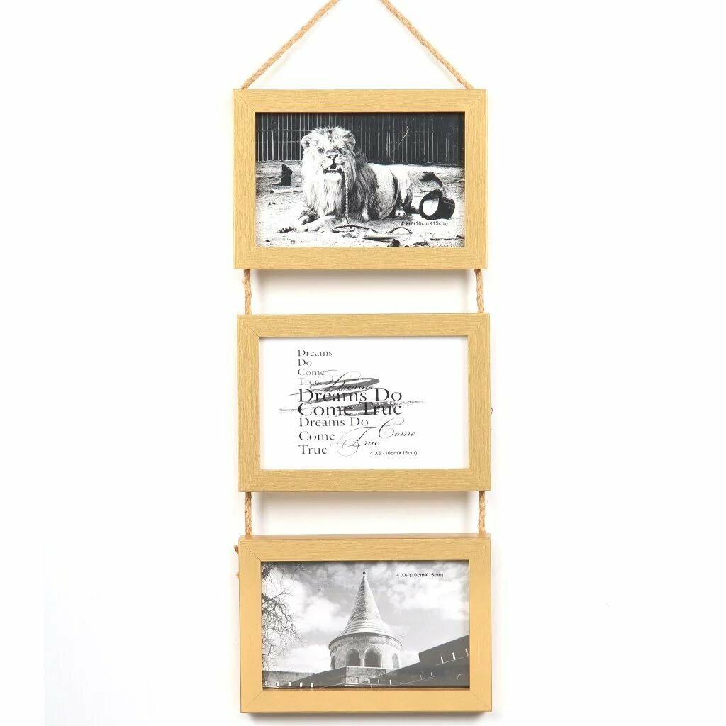 Фоторамка коллаж на 3 фото 10х15 см, бежевая