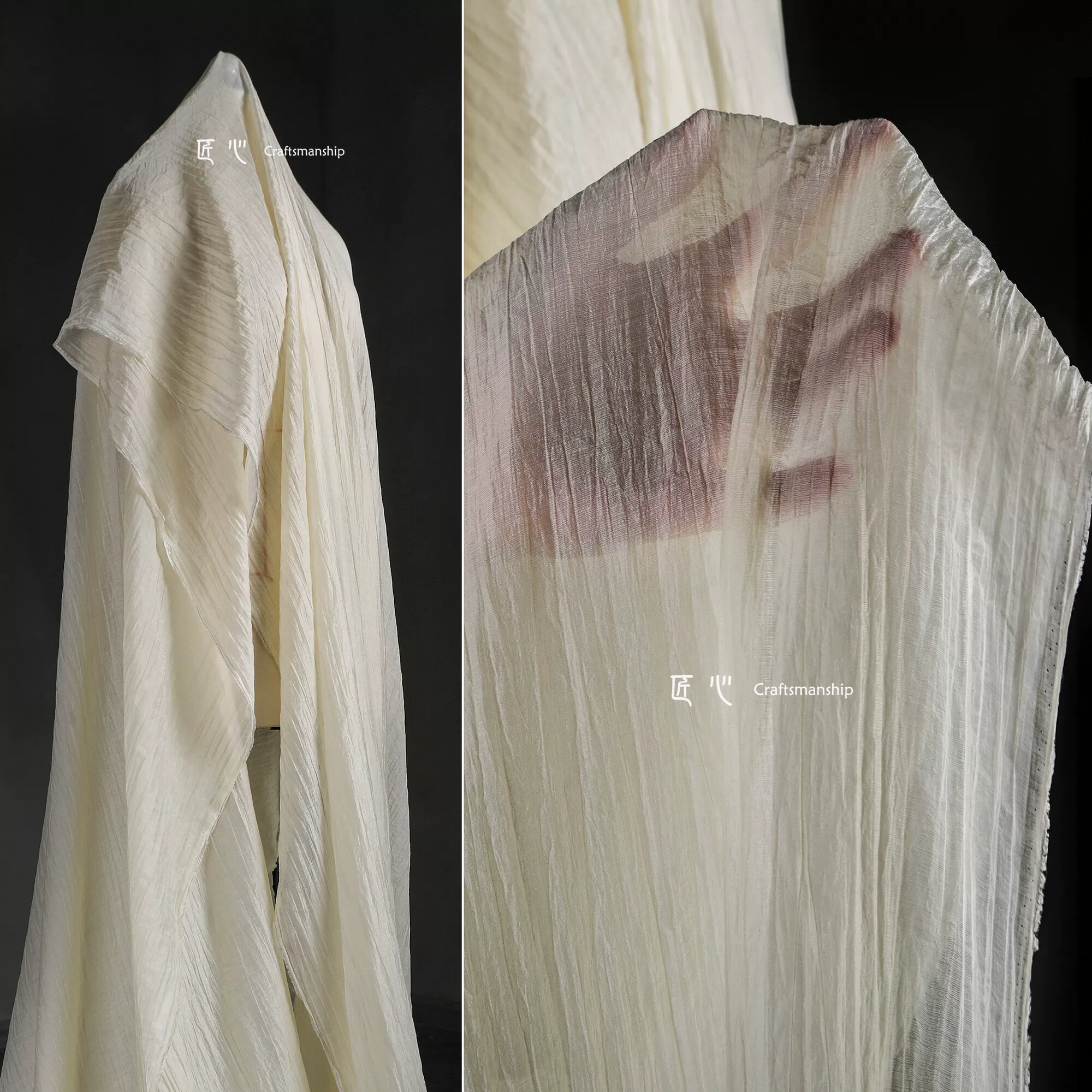 Темно-коричневая ткань из вискозы и хлопка с рельефной текстурой и мягким драпированием, плиссированная основа для