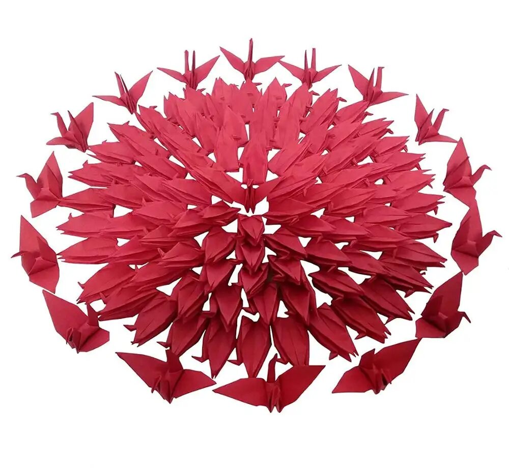 Красные бумажные гирлянды оригами птицы 100 шт. 7cm