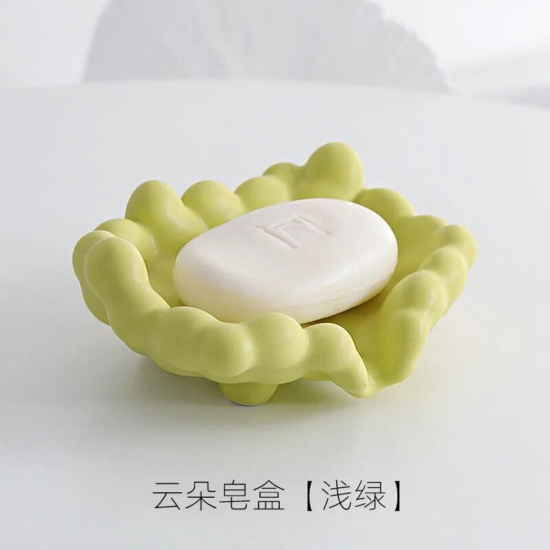 Мыльница керамика для ванной со сливом, мыльница на раковину для кухни, держатель для мыла，зеленка