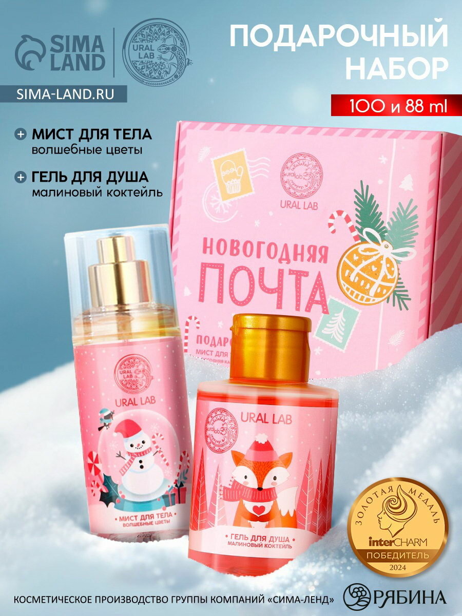 Подарочный набор новогодний "Рождественская почта": гель для душа 100 мл и мист для тела 88 мл