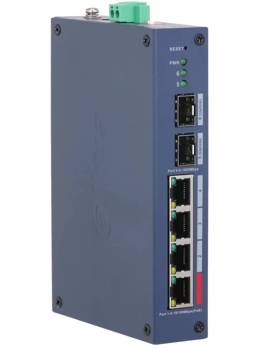 Коммутатор Dahua DH-CHS4206-4ET-90, 4 порта PoE, RJ45/2 SFP, 100-1000 Мб/с, 90 Вт