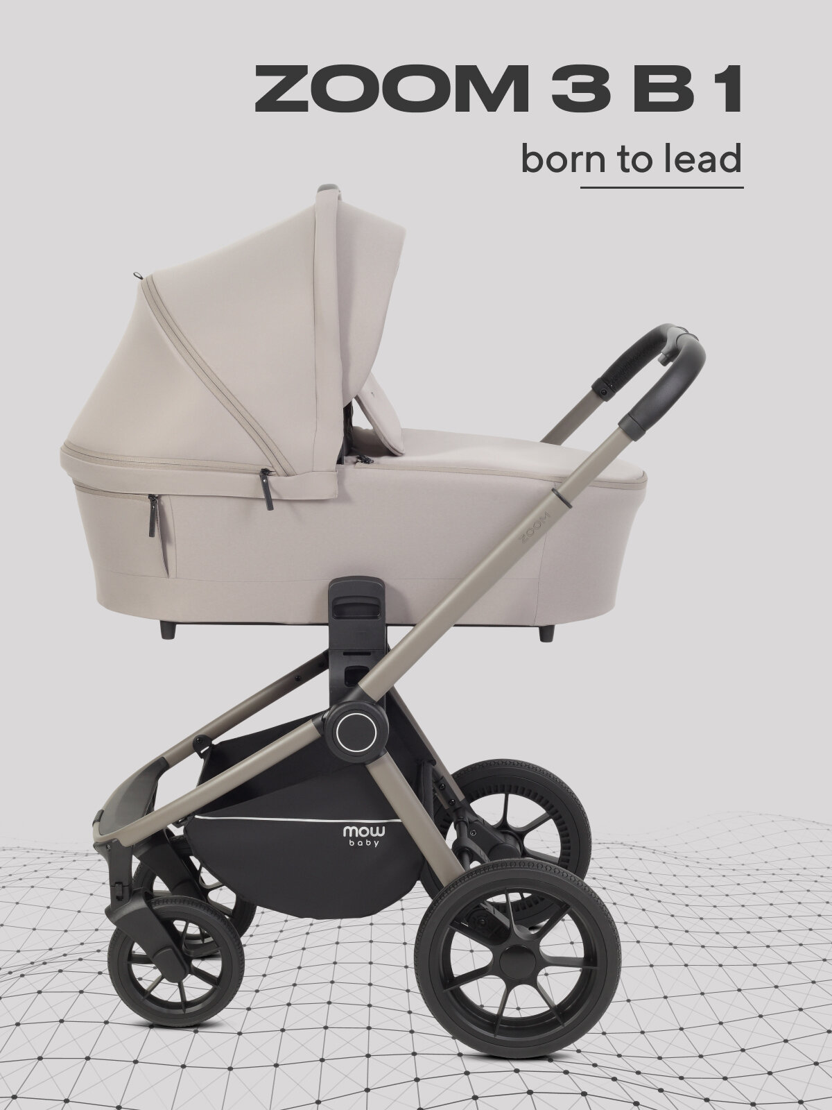 Коляска для новорожденных 3 в 1 MOWBaby ZOOM универсальная RA087 Milky