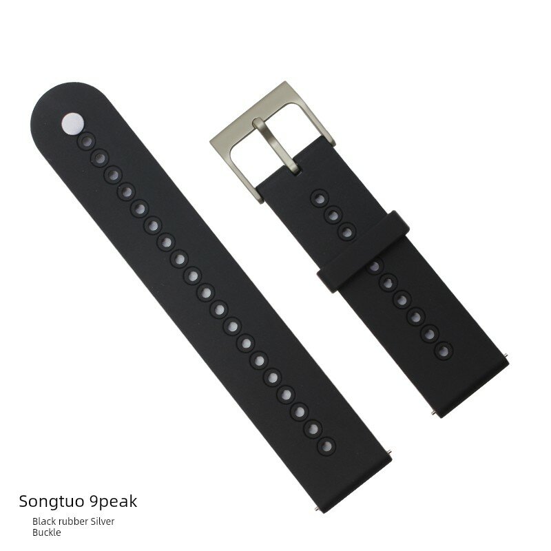 Suunto 9 Peak 22 мм черная силиконовая браслет с серебряной пряжкой, стандартная посадка