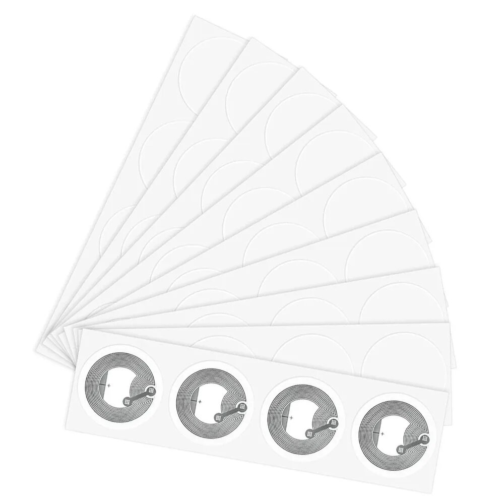 50 шт. круглых NFC-меток NTAG213, перезаписываемые, память 137 байт, подходят для большинства устройств с поддержкой NFC.
