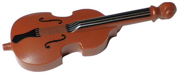 Minifigure, Utensil Musical Instrument, Double Bass with Black Neck, Tailpiece, and F Holes and Silver Strings Pattern, 80444pb01 Reddish Brown U