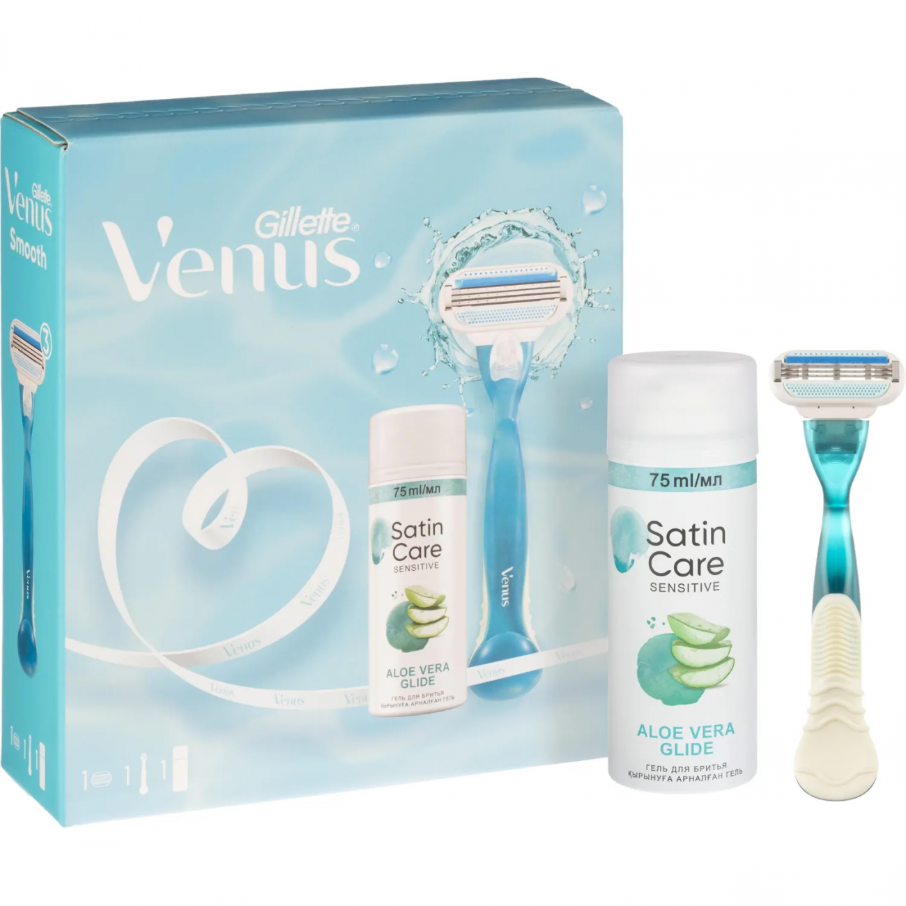 Подарочный набор Gillette Venus Бритв 1сменКас+Гель д/брит жен д/чувКож75мл 2367627