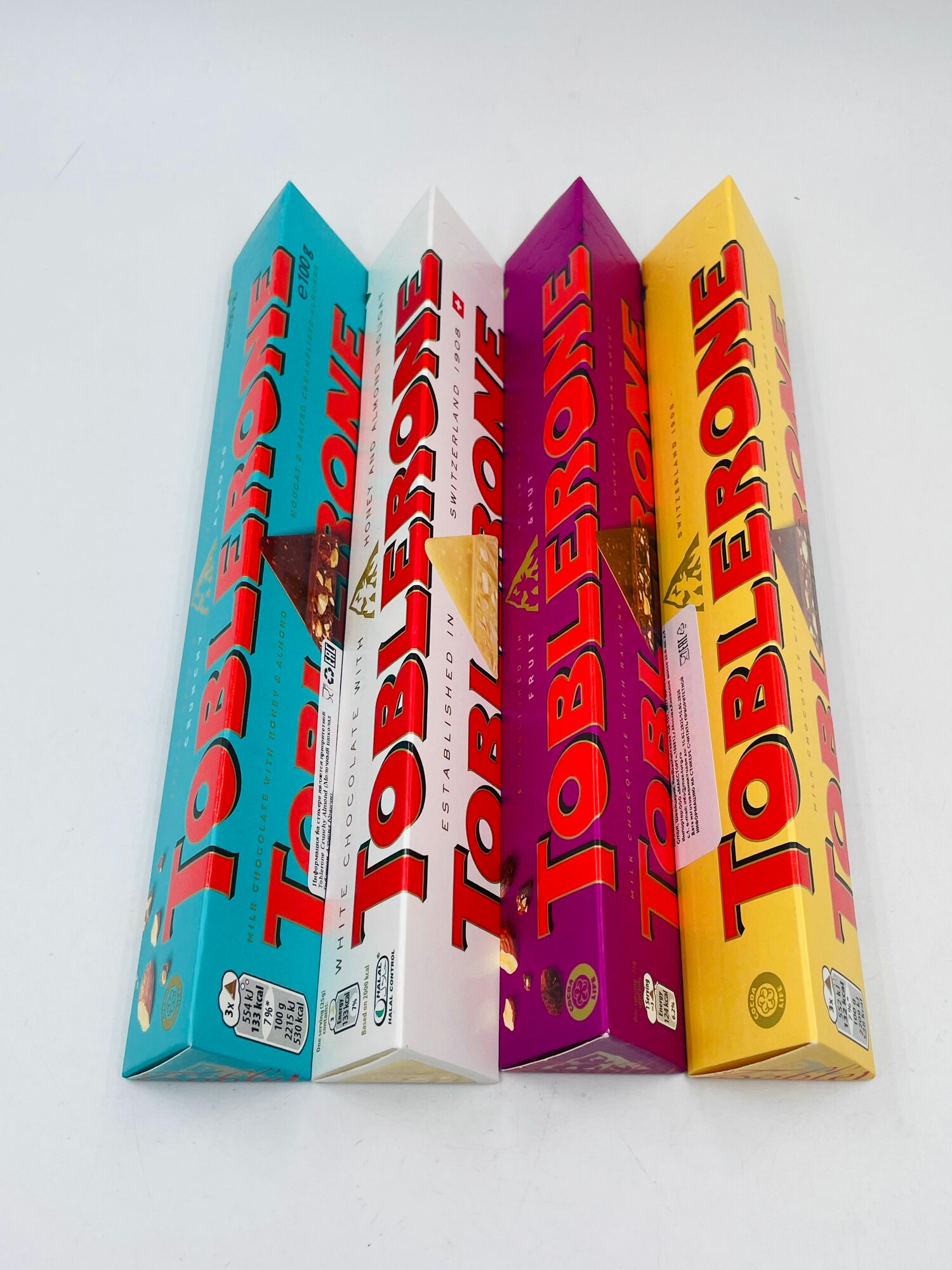 Шоколад Toblerone с медово-миндальной нугой, набор 4 вкуса, 4 шт. по 100 г