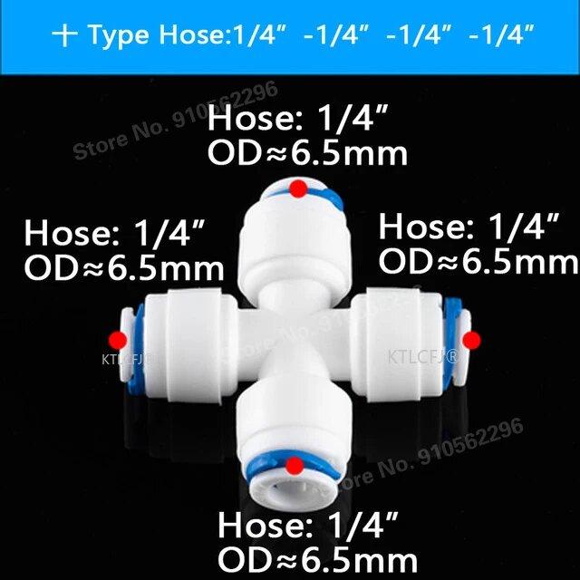 Пластиковый тройник для обратного осмоса 1/4" 3/8" Cross-1l4