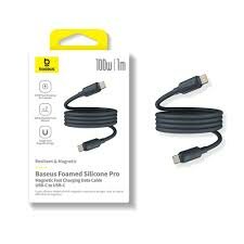 Магнитный кабель для быстрой зарядки Baseus Silicone Pro Magnetic, USB-C to USB-C, E-Marker Chip 100W, 1 метр, Черный