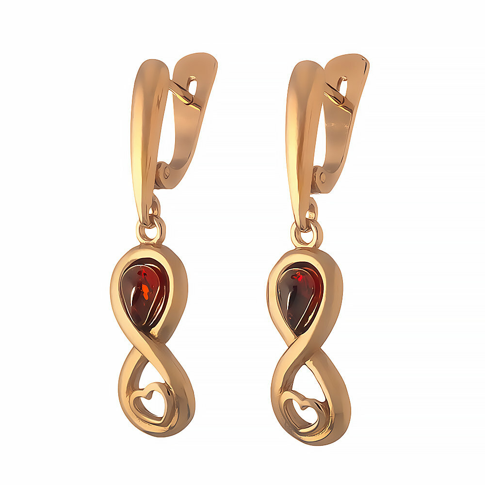 Серьги, серебро, 925 проба, янтарь