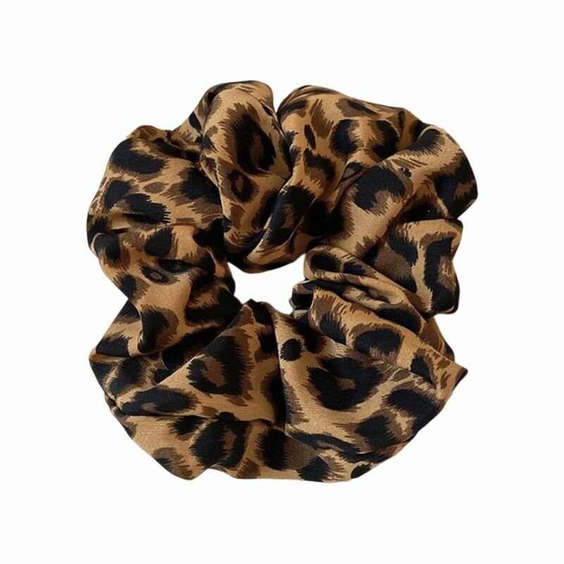 (1 набор) 2 резинки для волос "Бантик" (банан) с леопардовым принтом - корица, большой размер