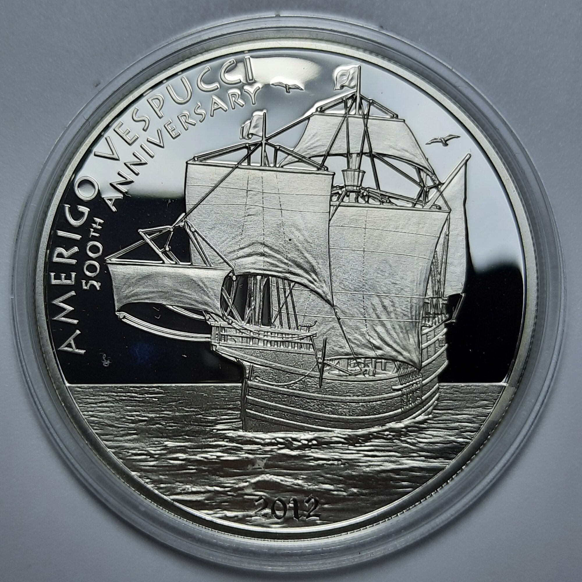 Монета Острова Кука, 10 долларов 2012 год 500 лет Америго Веспуччи