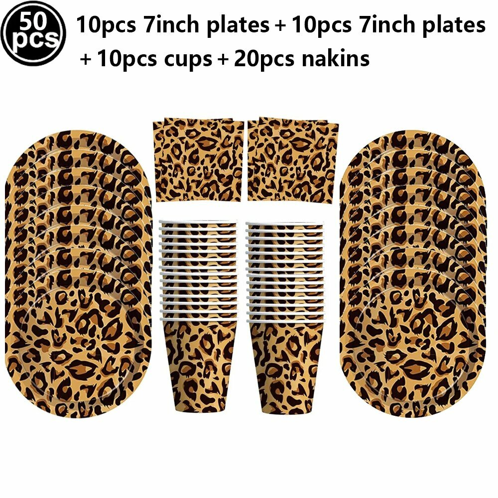 Одноразовый набор посуды с леопардовым принтом Tableware Set