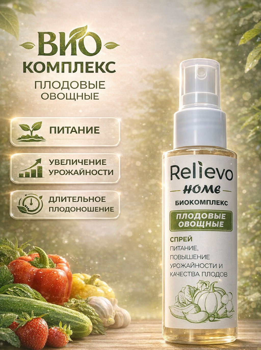 Органическое удобрение Relievo, спрей, для томатов, укрепление иммунитета