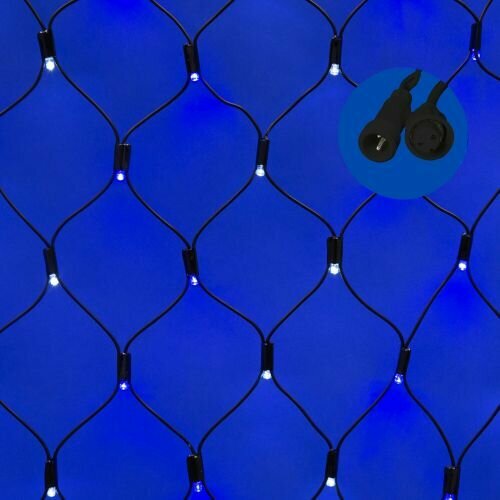 Сетка светодиодная со статическим свечением соединяемая Uniel 2х1,5м. 288 светодиодов. Бело-синий свет. Провод черный (UL-00005485)