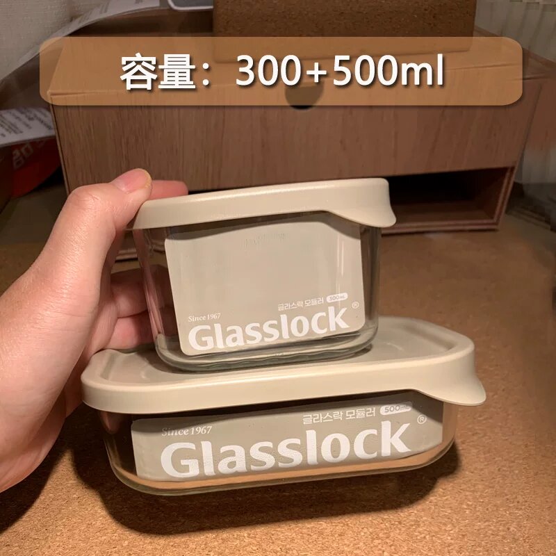 Glasslock набор из 2 контейнеров: 300мл и 500мл прямоугольные контейнеры для морозилки и микроволновки