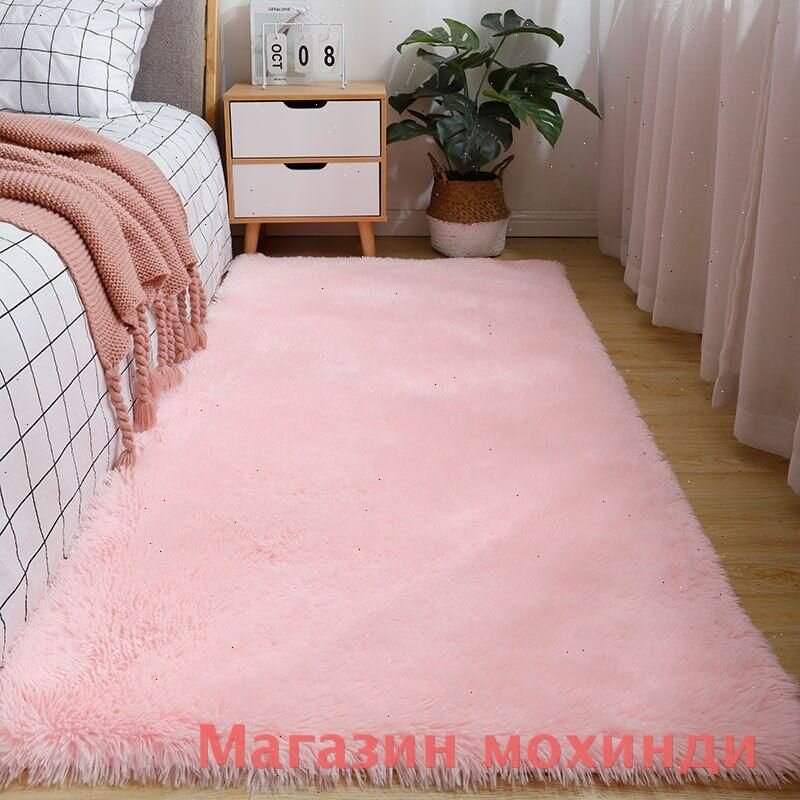 Коврик плюшевый с эффектом памяти из искусственного меха, розовый, 28×14 см, высота ворса 35 мм