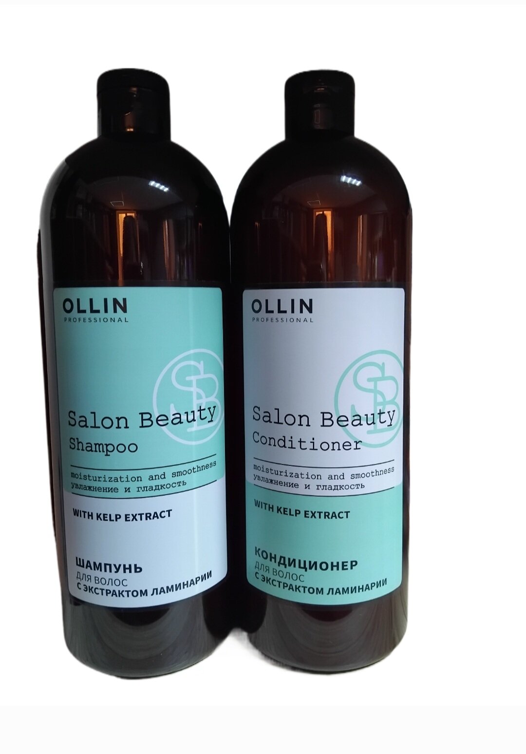Набор Шампунь 1000 мл и кондиционер 1000 мл Salon Beauty для увлажнения и гладкости волос марки Ollin